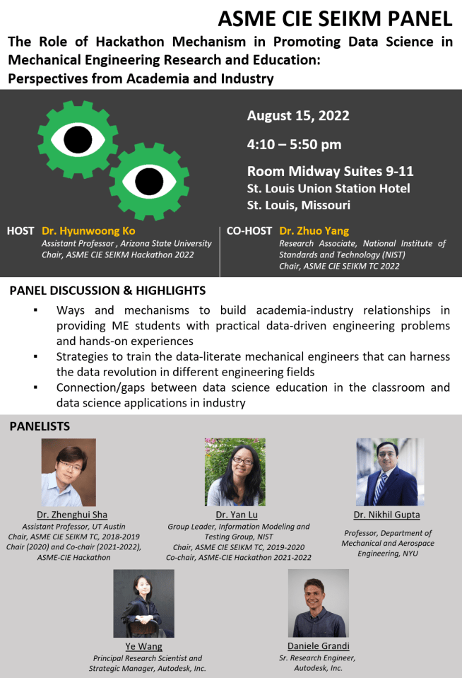Dr. Sha Joined the ASME SEIKM Technical Committee (TC) Panel to Discuss Data Science and ...